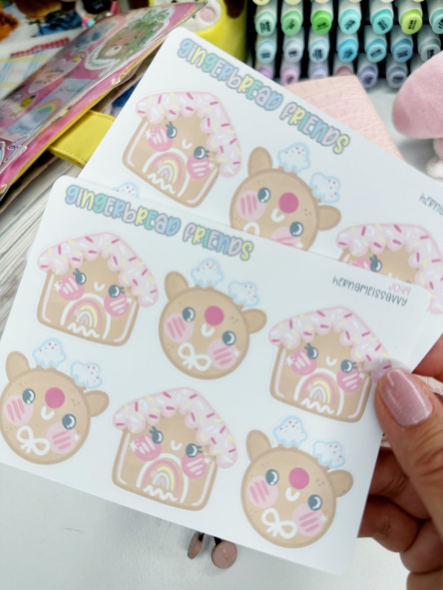J049 - Gingerbread House & Reindeer Notebox Sticker Sheet – hernameisSavvy