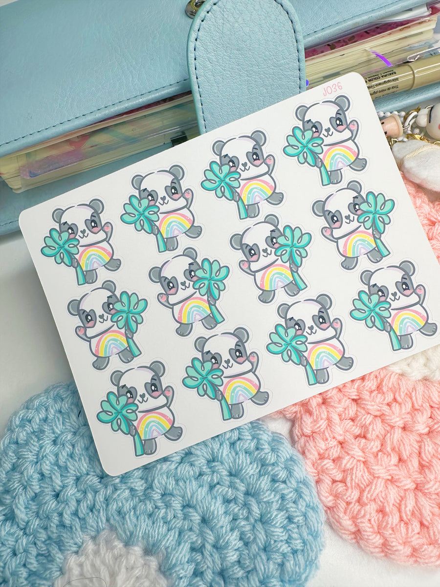 J036 - Clover Panda Sticker Sheet – hernameisSavvy