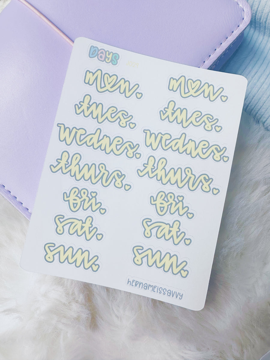 7 Days Of The Week Sticker Sheets – hernameisSavvy